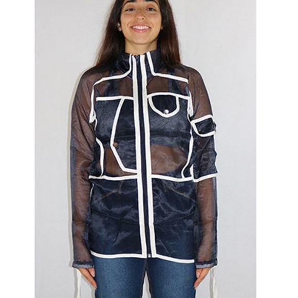 Monoreno | Jackets & Coats | Navy Sheer Racer Jacket Wwhite Trim 331 ...